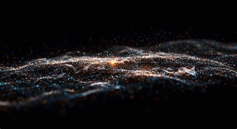 Abstract Digital Landscape Glowing Network Of Particles And Lines Stock Illustration