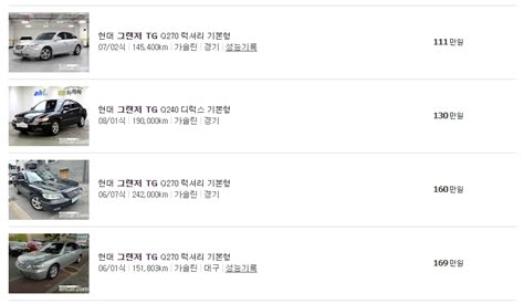 현대 그랜저 Tg 중고차 가격