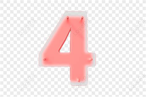 Ground Glass Mimicry Style Translucent Pink Three Dimensional Number 4