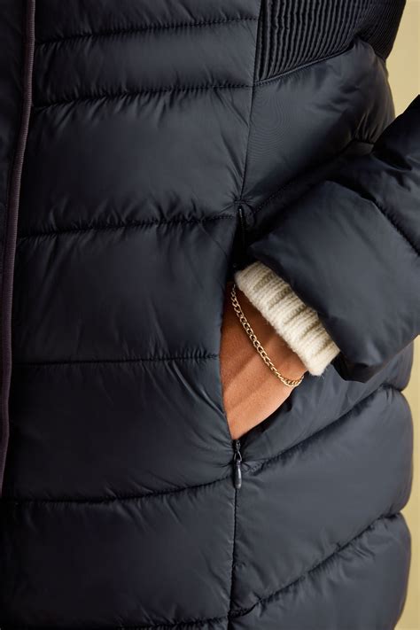 Buy Joules Pembury Navy Blue Showerproof Longline Padded Coat With Hood