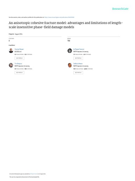 An Anisotropic Cohesive Fracture Model Advantages And Limitations Of Length Scale Insensitive