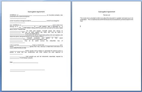 Subrogation Agreement Download ~ Demo