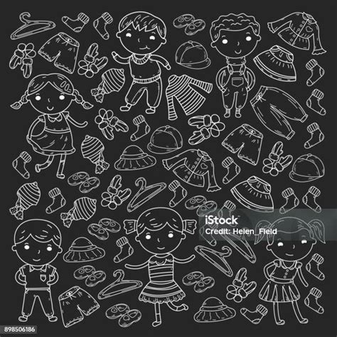 어린이 의류 벡터 아이콘입니다 유치원입니다 보육입니다 공 방입니다 의류 학교 여름 의류 아이 스토어 2 3 살에 대한 스톡 벡터 아트 및 기타 이미지 Istock