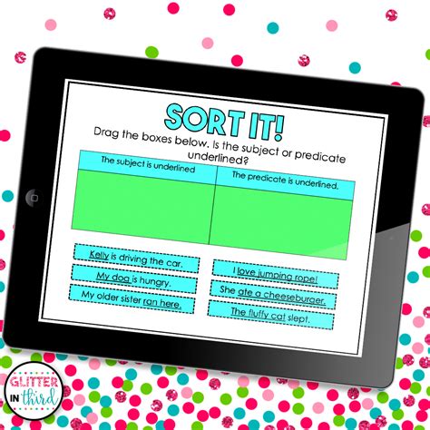 Digital Games And Activities For Subject And Predicate Glitter In Third