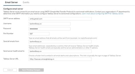 Configure Smtp For Email Alerts On Tableau Server