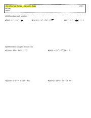 Unit Pretest Review Derivative Rules Pdf Unit Pre Test Review Derivative Rules MCV U