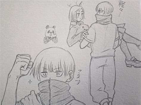 狗巻棘「呪術アニメ6話、パンダ先輩が釘崎ぶん投げて狗巻先輩が「いくら～」って受け止めてま」まんぷくあふたの漫画