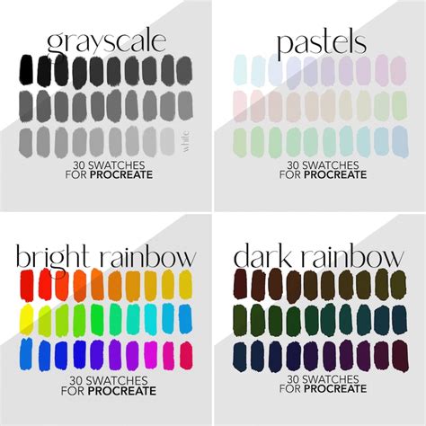 Basic Color Palettes For Procreate And Adobe Essential Swatch Bundle Tools For Digital