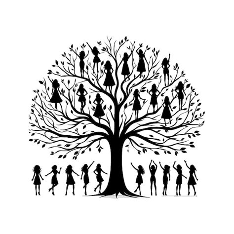 Premium Vector Silhouette Of A Tree With Branches Shaped Like Women