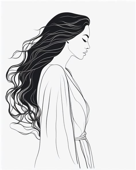 Foul Rabbit A Black Single Line Drawing Of A Woman She Is Depicted In