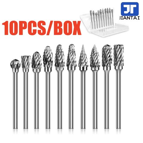 10pcs 3mm Shank Tungsten Carbide Milling Cutter Rotary Tool Burr Double