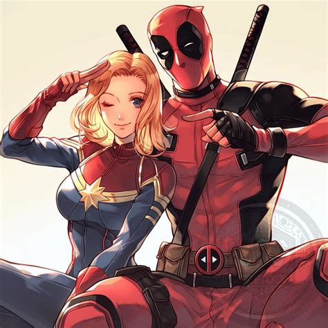 🌟 Power Couple Captain Marvel And Deadpool 🌟 🔥 Action Humor Power