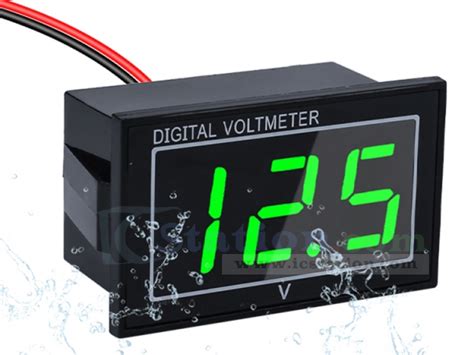 Waterproof 0 56inch Green Dc Digital Voltage Meter For Golf Cart Cars