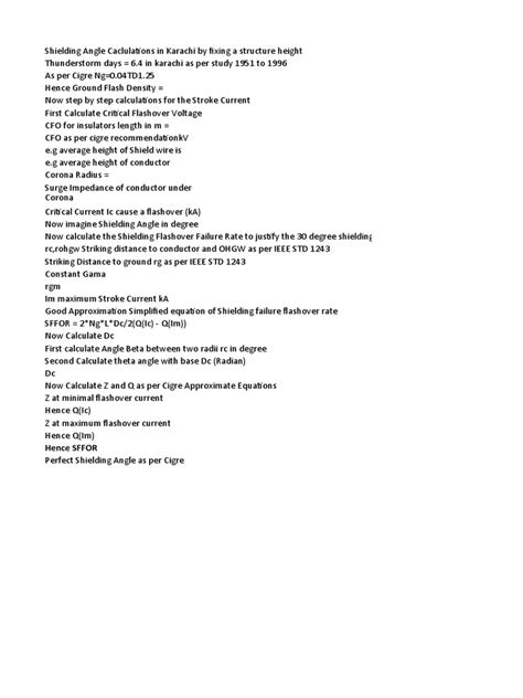 Shielding Angle Calculation Pdf Electric Arc Insulator Electricity