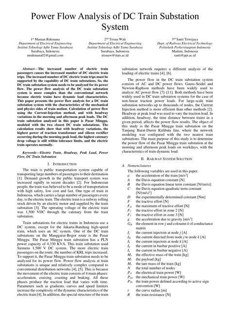 Pdf Power Flow Analysis Of Dc Train Substation System