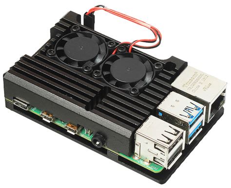 Корпус для Raspberry Pi 4 с вентиляторами Lt 4b02 алюминий чёрный