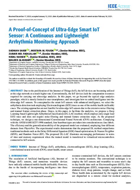 Pdf A Proof Of Concept Of Ultra Edge Smart Iot Sensor A Continuous And Lightweight Arrhythmia