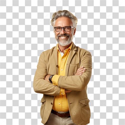 Homem de Amarelo os Braços Cruzados PNG Transparente download