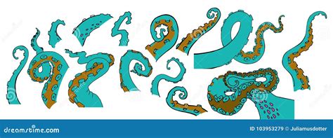 Vector Sketch Cartoon Octopus Tentacles Stock Vector Illustration Of