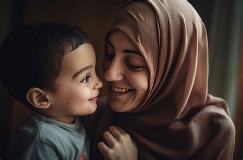 Premium Ai Image Happy Muslim Turkish Affectionate Mother With Son