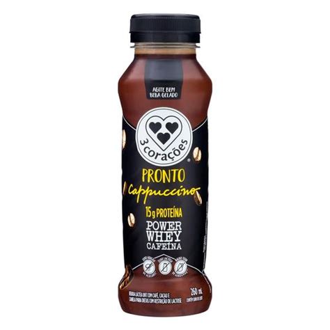 Cappuccino Pronto 3 Corações Power Whey Cafeína 15g de Proteína