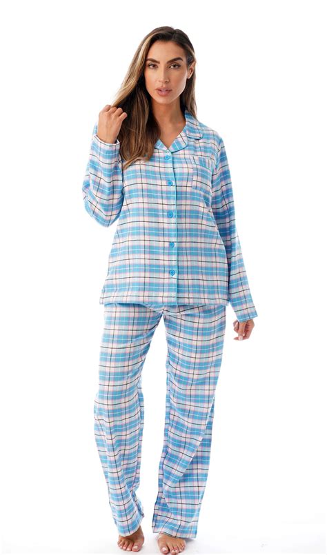 Just Love Womens Flannel Pajama Set Cozy Long Sleeve Pj Set For Winter Sleepwear Blue X