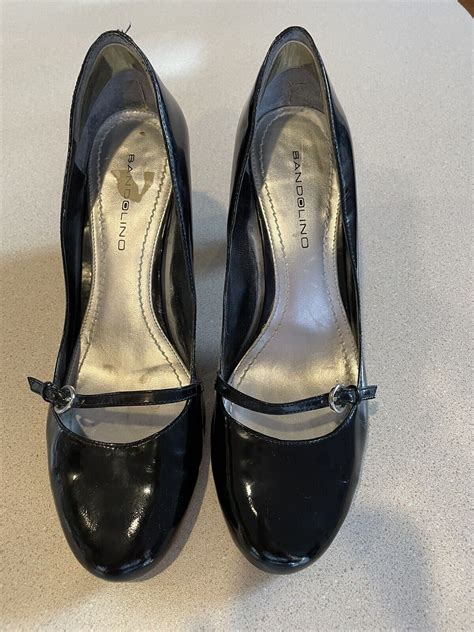 Bandolino Black Patent Leather Mary Jane Heels Pumps Gem
