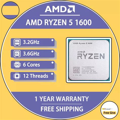 Amd Ryzen 5 1600 R5 1600 32 Ghz Six Core Twelve Thread 65w Cpu