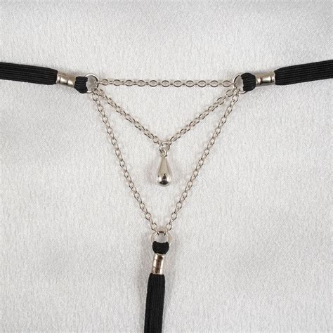 Lovers Embrace G String With Teardrop Pleasure Pendant In Gold Or Silver