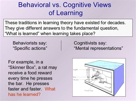 Behavioral Vs Cognitive Views Of Learning