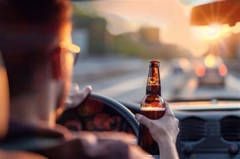 Man Drink Beer While Driving Car Driving In A State Of Intoxication