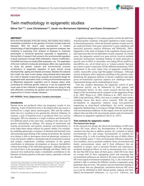 Pdf Twin Methodology In Epigenetic Studies