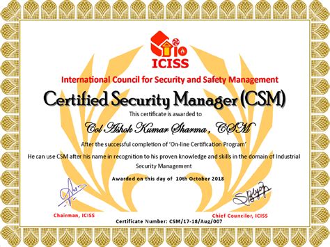 On Line Certification Certified Security Professional Csp And Certified Security Manager Csm