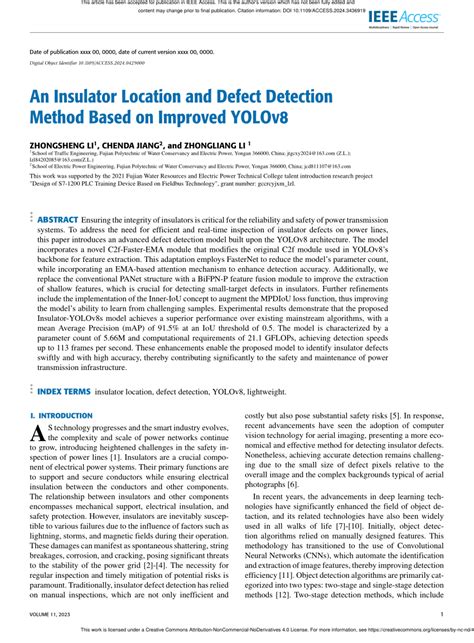 Pdf An Insulator Location And Defect Detection Method Based On Improved Yolov8