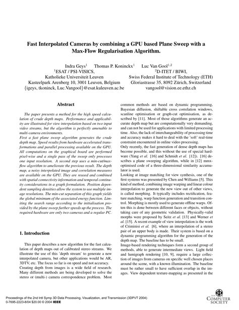 Pdf Fast Interpolated Cameras By Combining A Gpu Based Plane Sweep