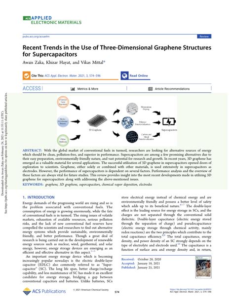 Pdf Recent Trends In The Use Of Three Dimensional Graphene Structures