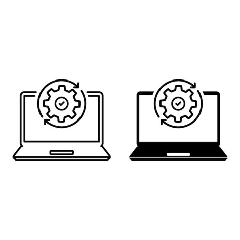 Premium Vector Upgrade Of Software Line And Silhouette Icon Set