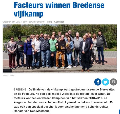 Facteurs Winnen Vijfkamp In Bredene Alain Lynneel Schepen Vooruit Bredene