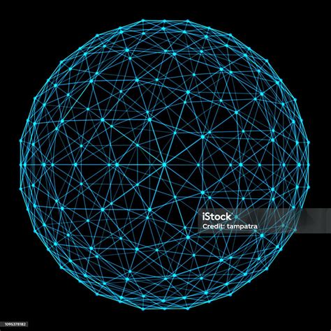 Structure Of Sphere With Network Connection Lines And Dots Isolated On