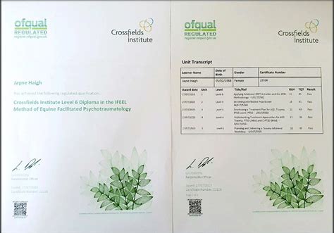 Certificate For My Ofqual Regulated Level 6 Diploma In Equine