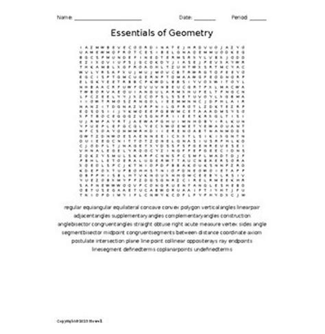 Geometry Vocabulary Word Search Printable Word Search Maker