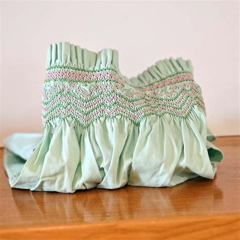 Smocked Apron Skirt Apron Lime Cream Vintage Mint Apron Cute Apron