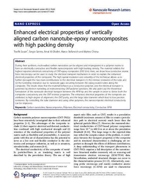 Pdf Enhanced Electrical Properties Of Vertically Aligned Carbon Nanotube Epoxy Nanocomposites