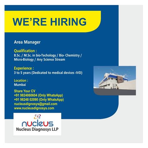 Nucleus Diagnosys Llp On Linkedin We Are Hiring If You Are Young And