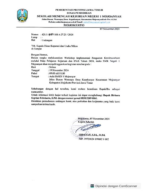 Undangan Narasumber Kewirausahaan Dan Ipas Pdf