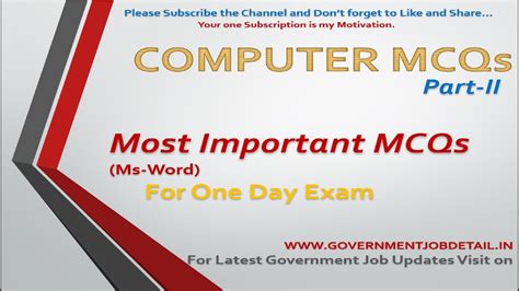 computer mcqs part ii ms word youtube