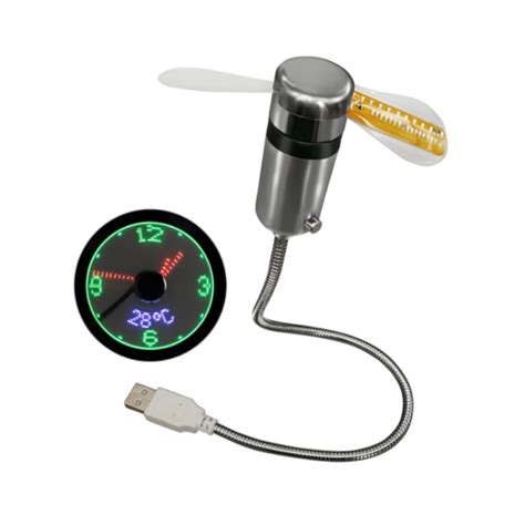 USB Clock Fan Flexible Neck LED Display