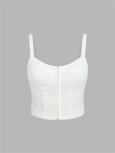 Square Neck Buckle Up Crop Cami Top Cider
