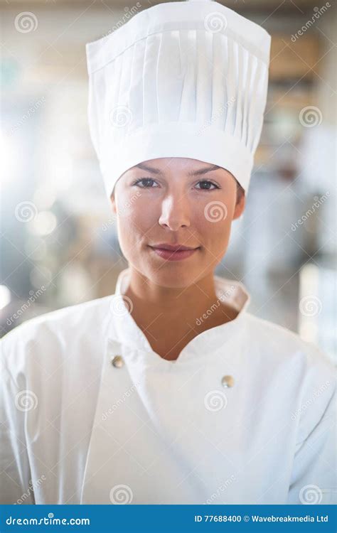 Portrait Of Confident Female Chef Stock Illustration Illustration Of