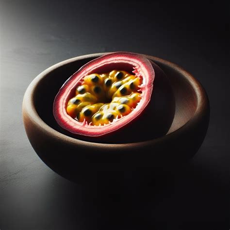 Premium Photo A Bowl Containing Passion Fruit On Black Surface With